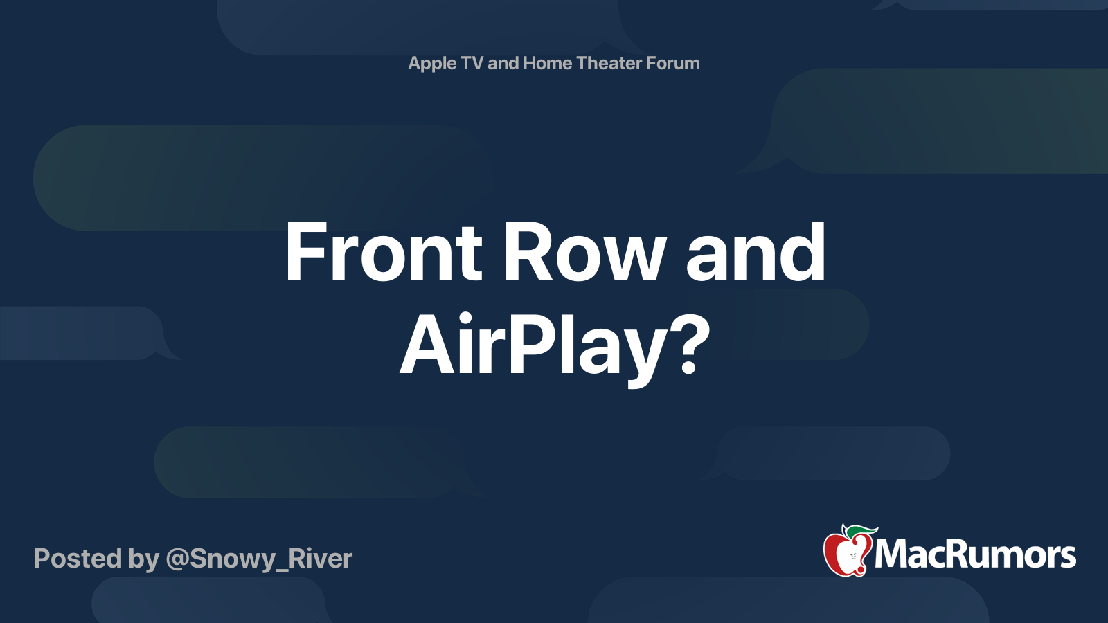 Front Row and AirPlay? | MacRumors Forums