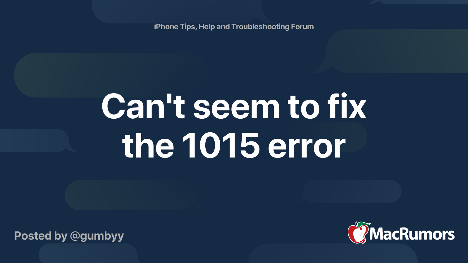 Can't seem to fix the 1015 error | MacRumors Forums