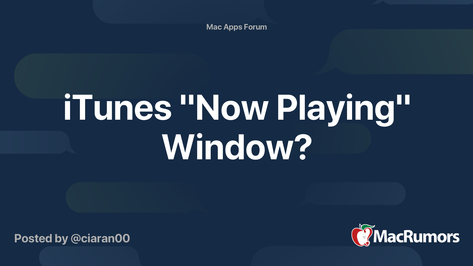 iTunes "Now Playing" Window? | MacRumors Forums