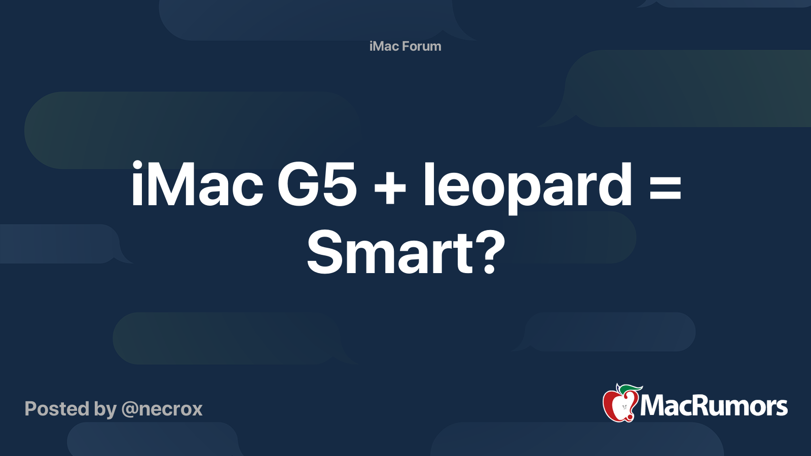 iMac G5 + leopard = Smart? | MacRumors Forums