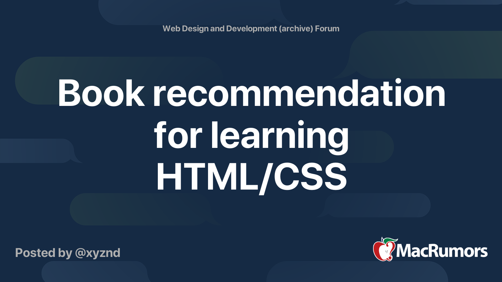 Book recommendation for learning HTML/CSS | MacRumors Forums
