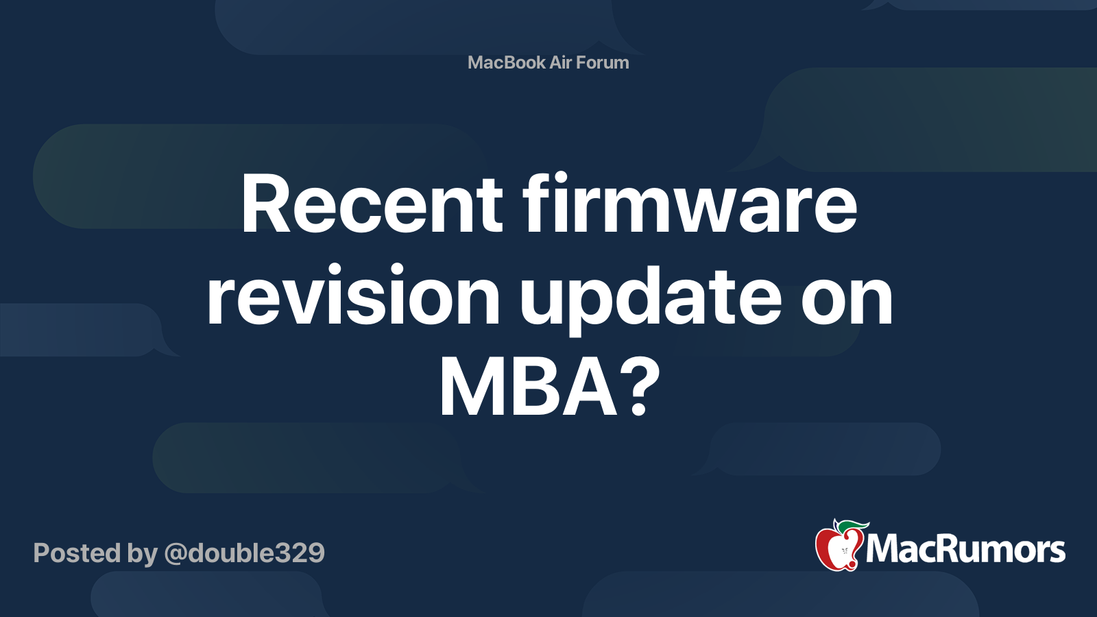 Recent firmware revision update on MBA? | MacRumors Forums