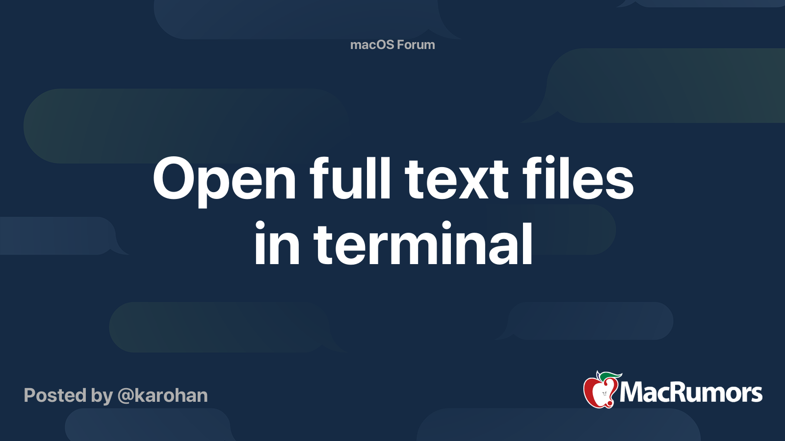 Open full text files in terminal | MacRumors Forums