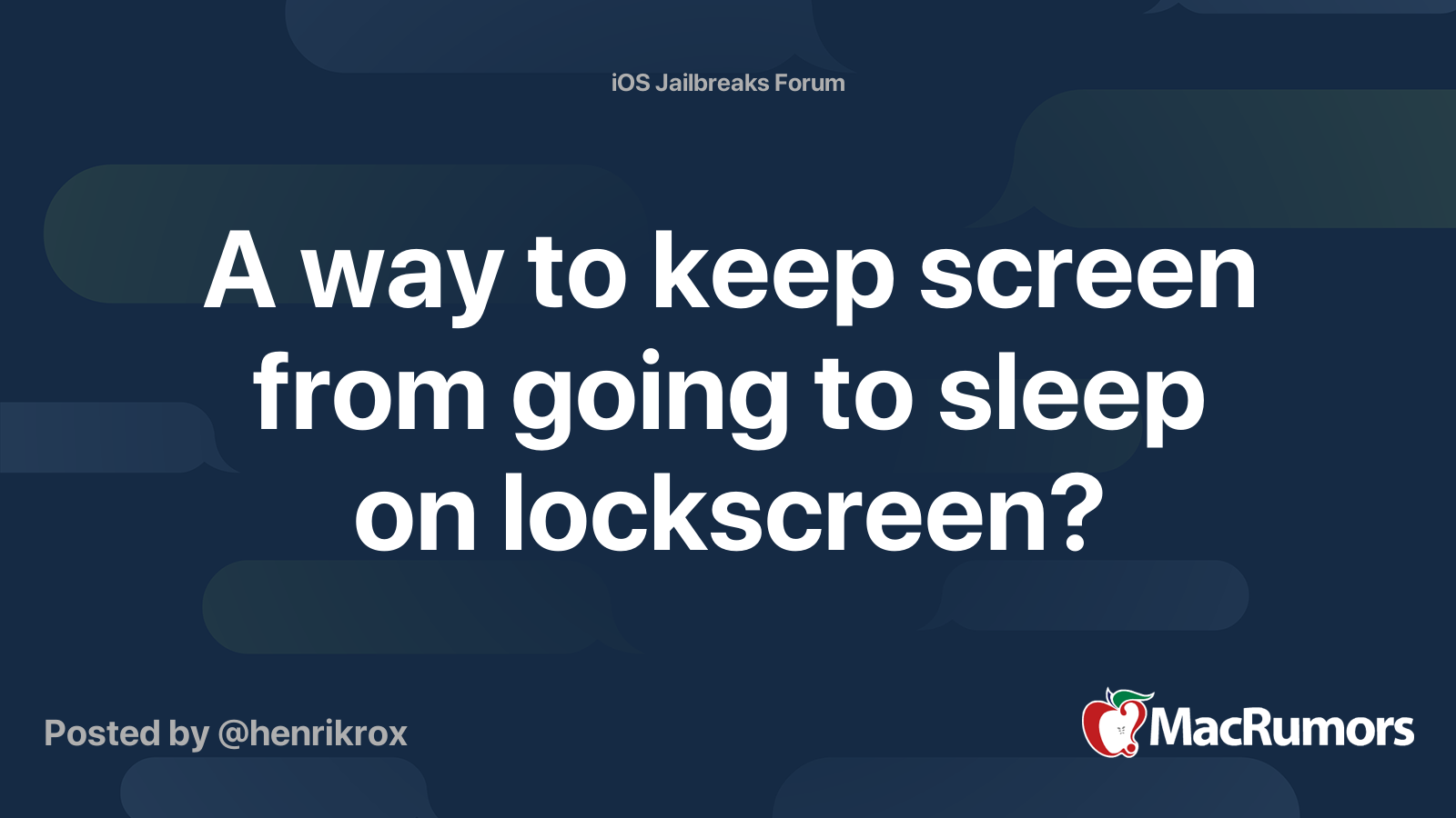 A way to keep screen from going to sleep on lockscreen? | MacRumors Forums