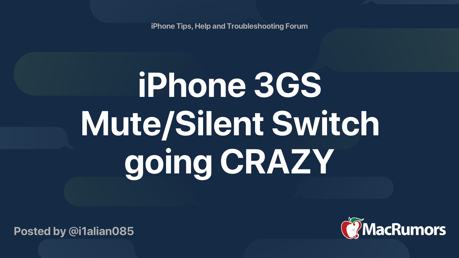iPhone 3GS Mute/Silent Switch going CRAZY | MacRumors Forums