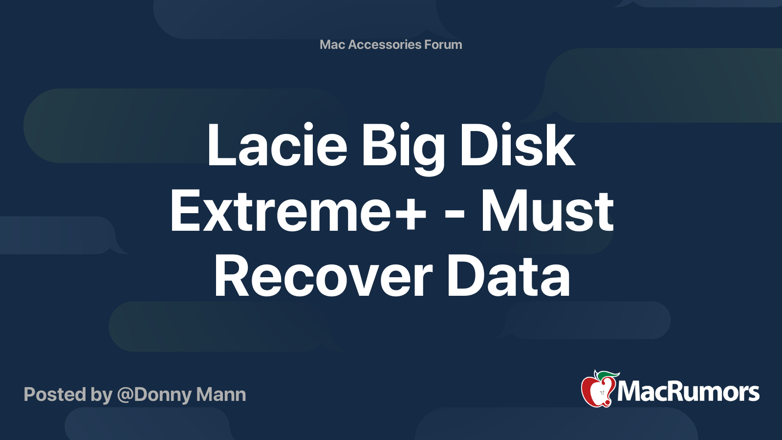 Lacie Big Disk Extreme+ - Must Recover Data | MacRumors Forums
