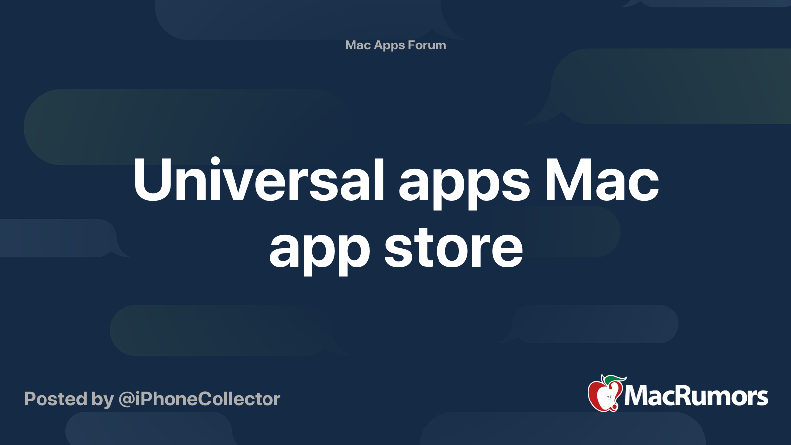 Universal apps Mac app store | MacRumors Forums