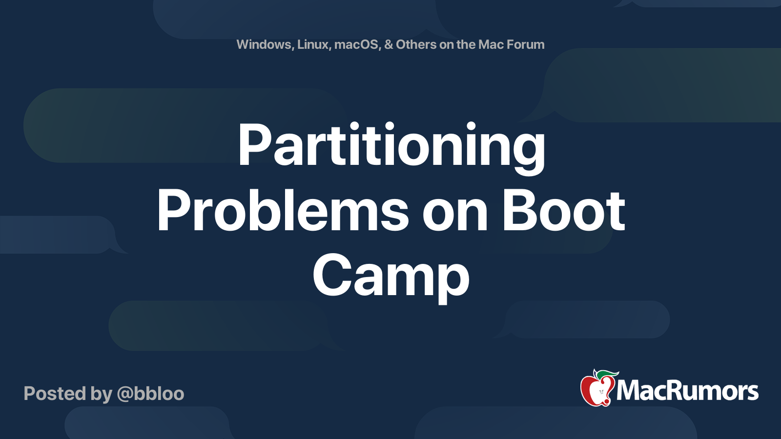 Partitioning Problems on Boot Camp | MacRumors Forums