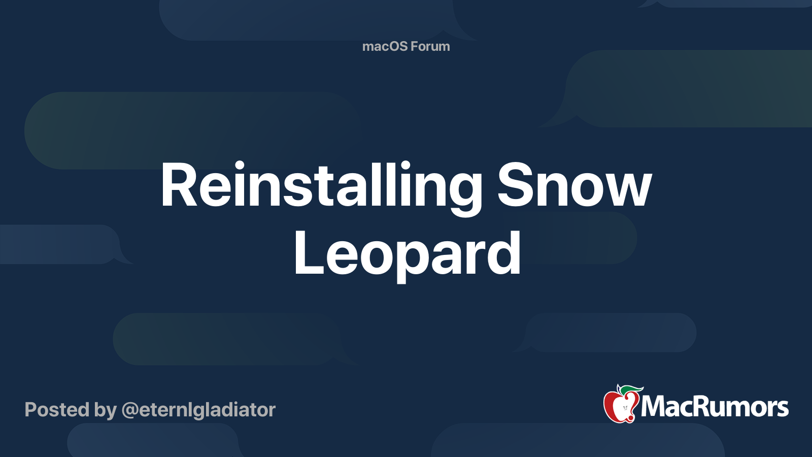 Reinstalling Snow Leopard | MacRumors Forums