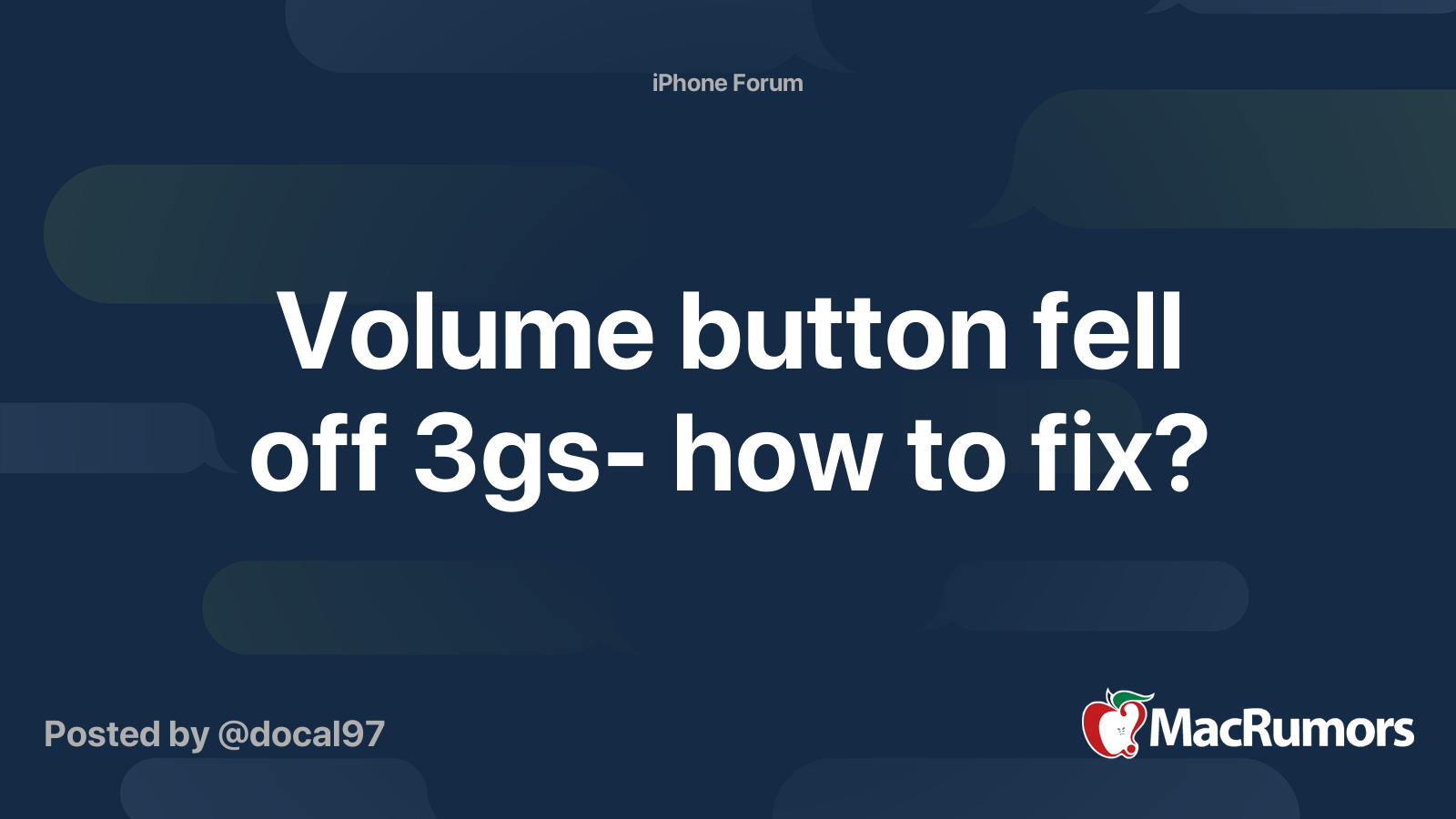 Volume button fell off 3gs- how to fix? | MacRumors Forums
