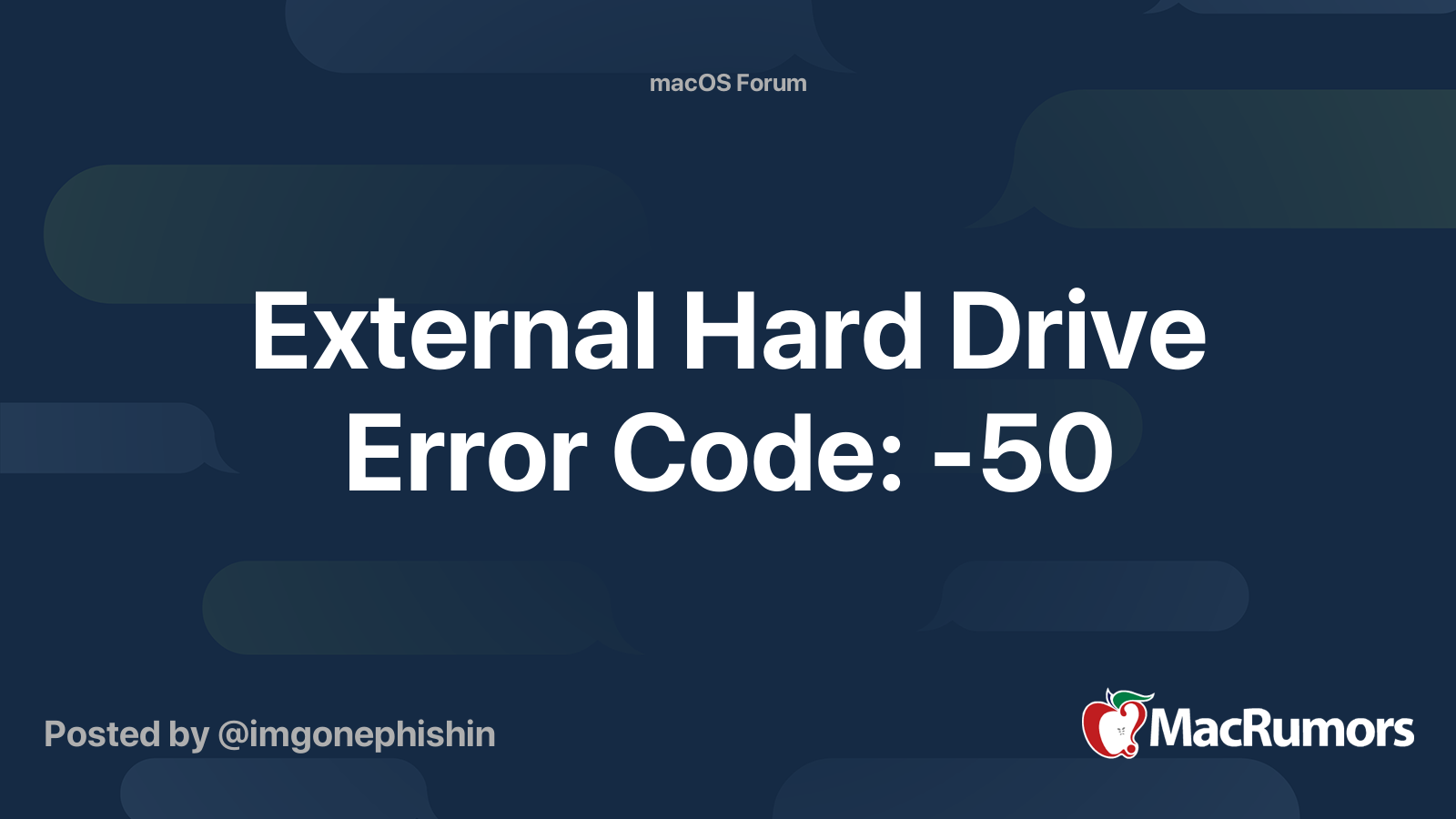 External Hard Drive Error Code: -50 | MacRumors Forums