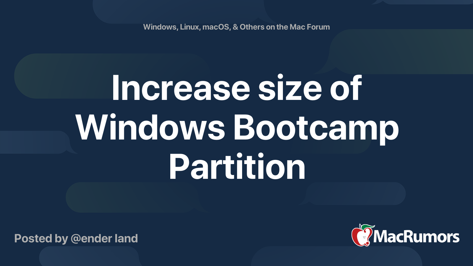 Increase size of Windows Bootcamp Partition | MacRumors Forums