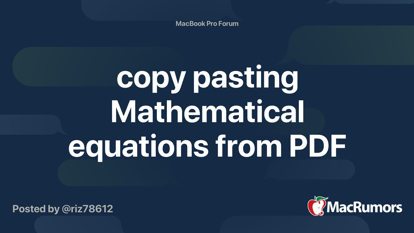 copy pasting Mathematical equations from PDF | MacRumors Forums