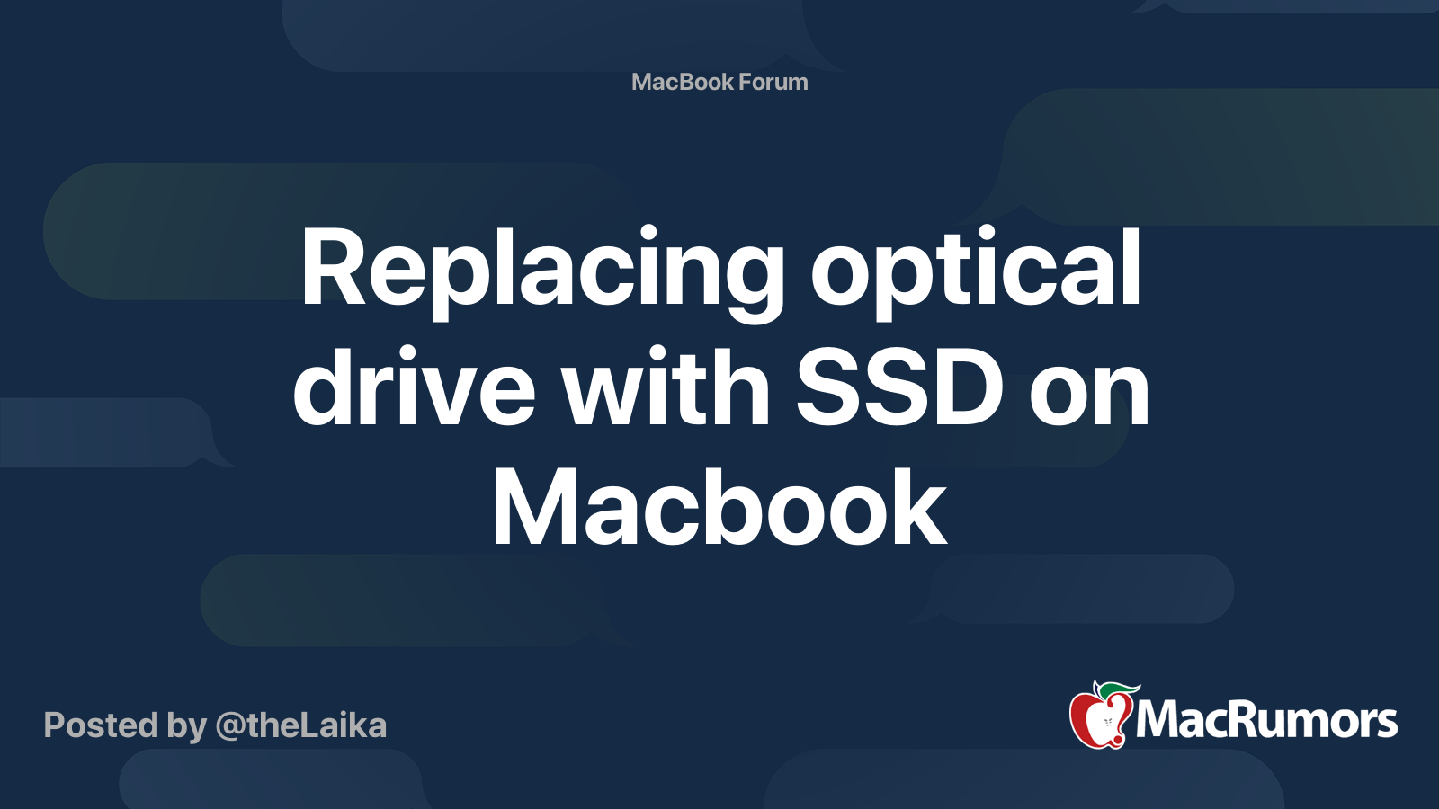 Replacing optical drive with SSD on Macbook | MacRumors Forums