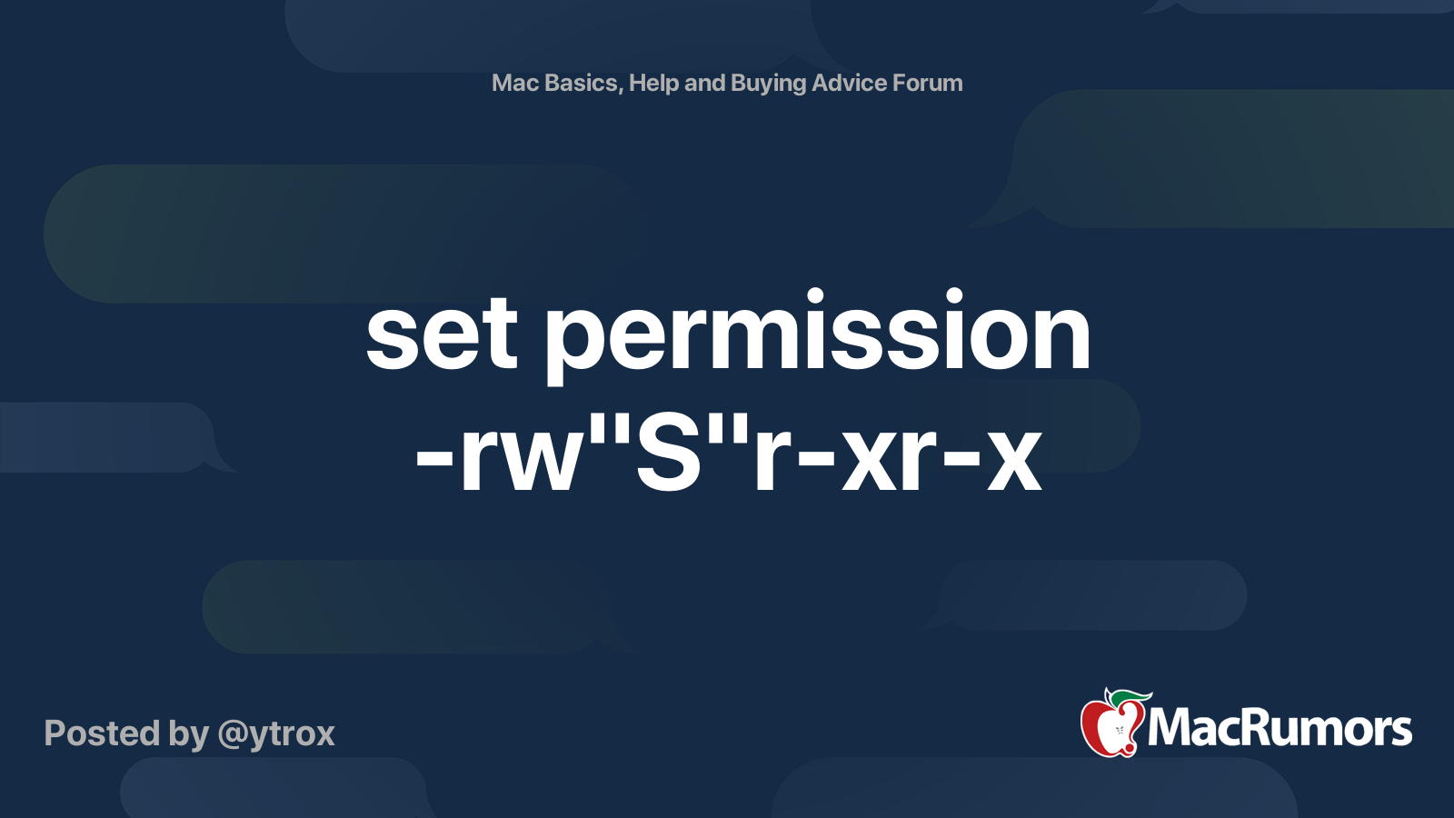 set permission -rw"S"r-xr-x | MacRumors Forums