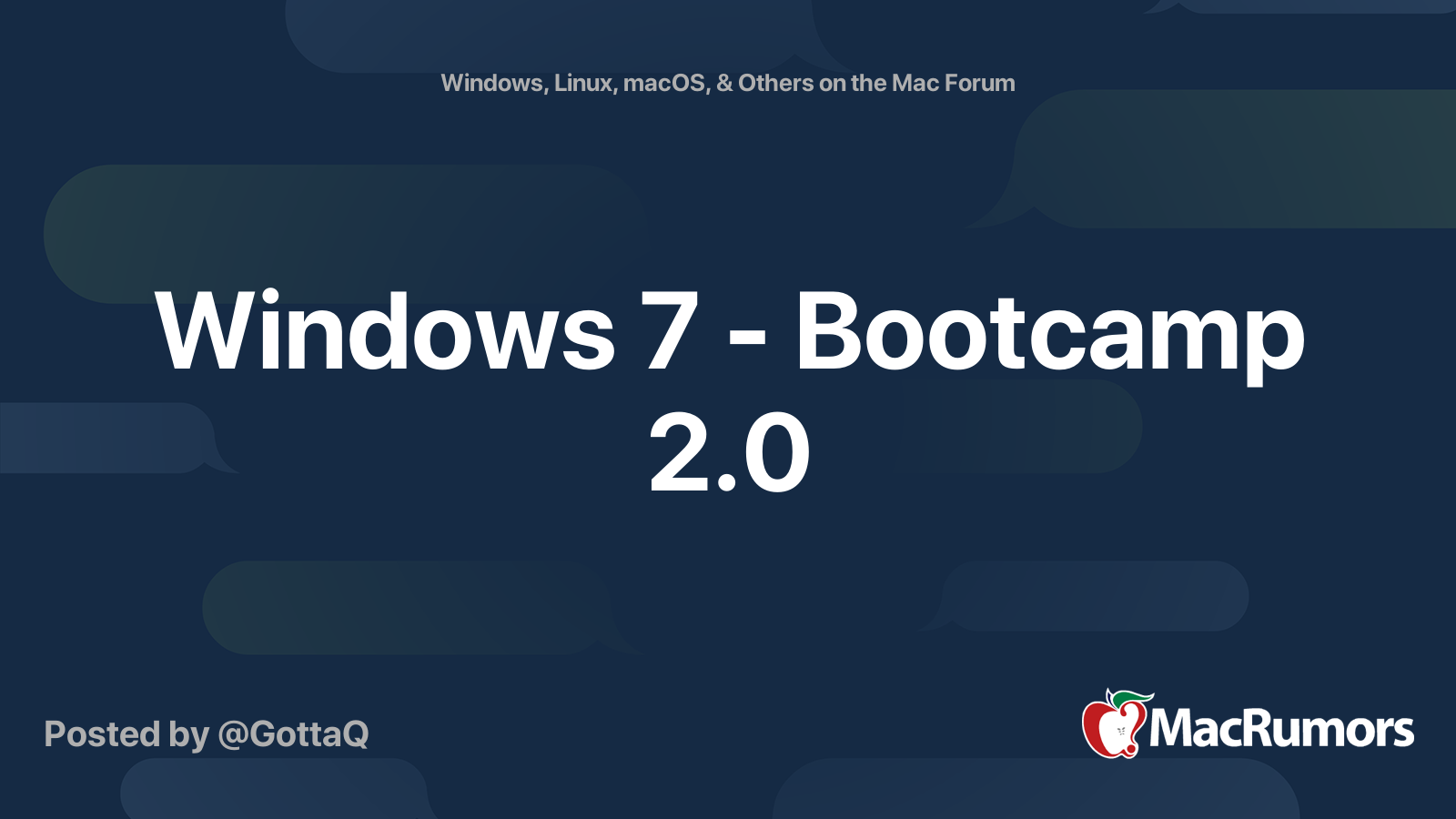 Windows 7 - Bootcamp 2.0 | MacRumors Forums