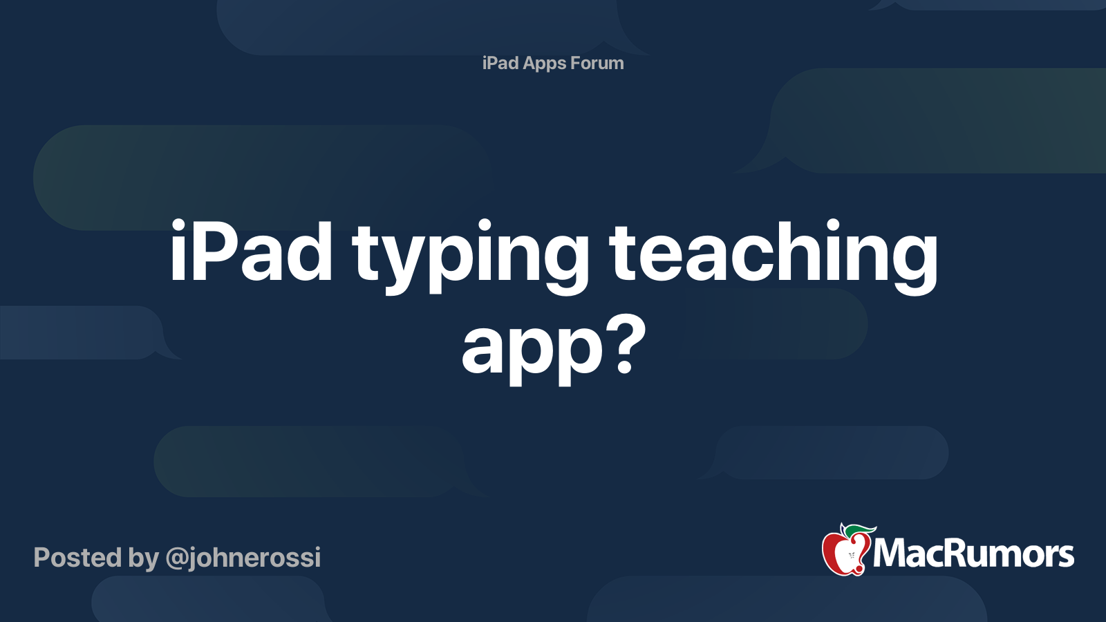 iPad typing teaching app? | MacRumors Forums