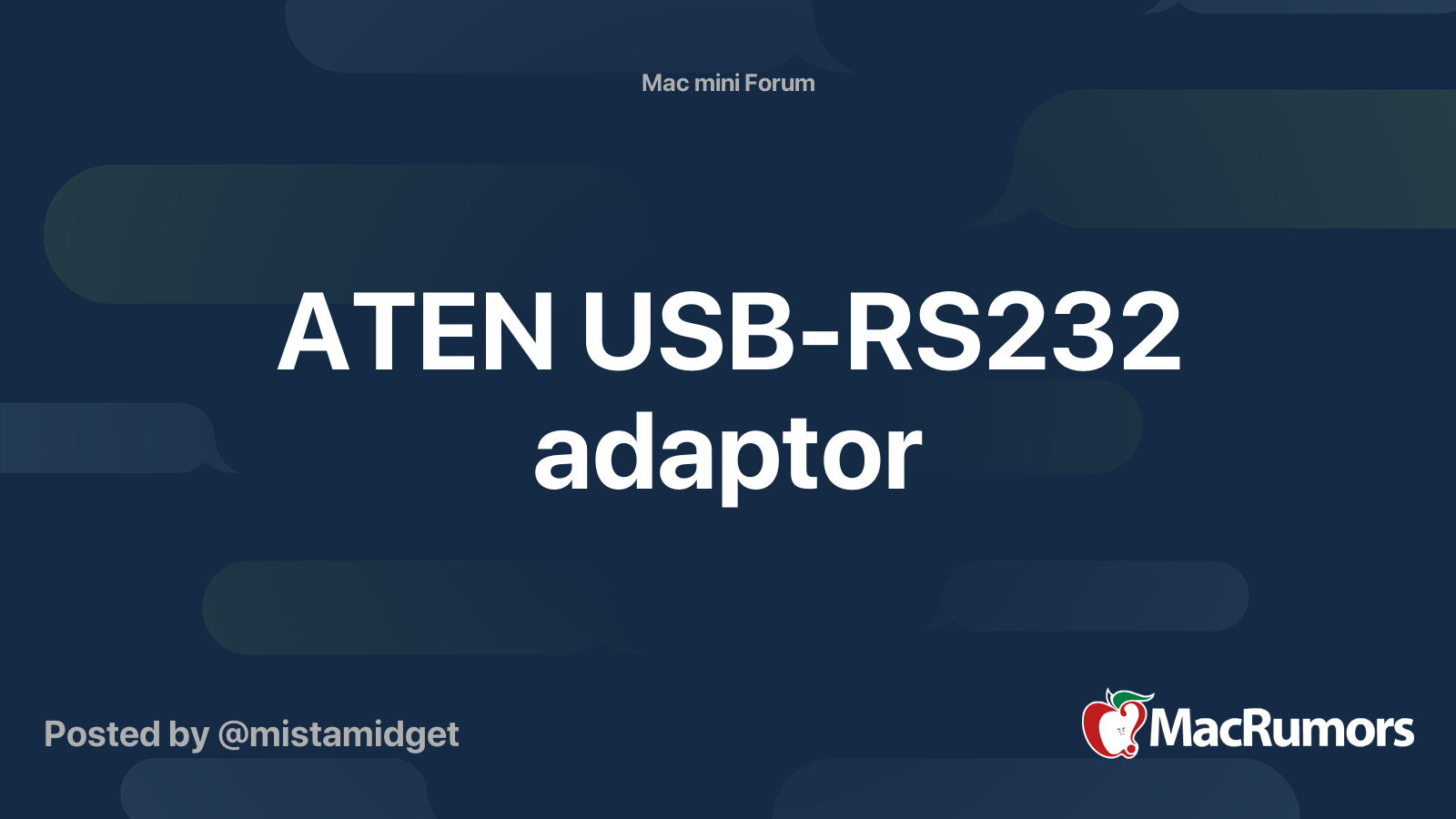 ATEN USB-RS232 adaptor | MacRumors Forums