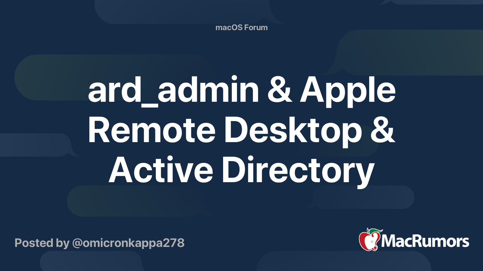 ard_admin & Apple Remote Desktop & Active Directory | MacRumors Forums