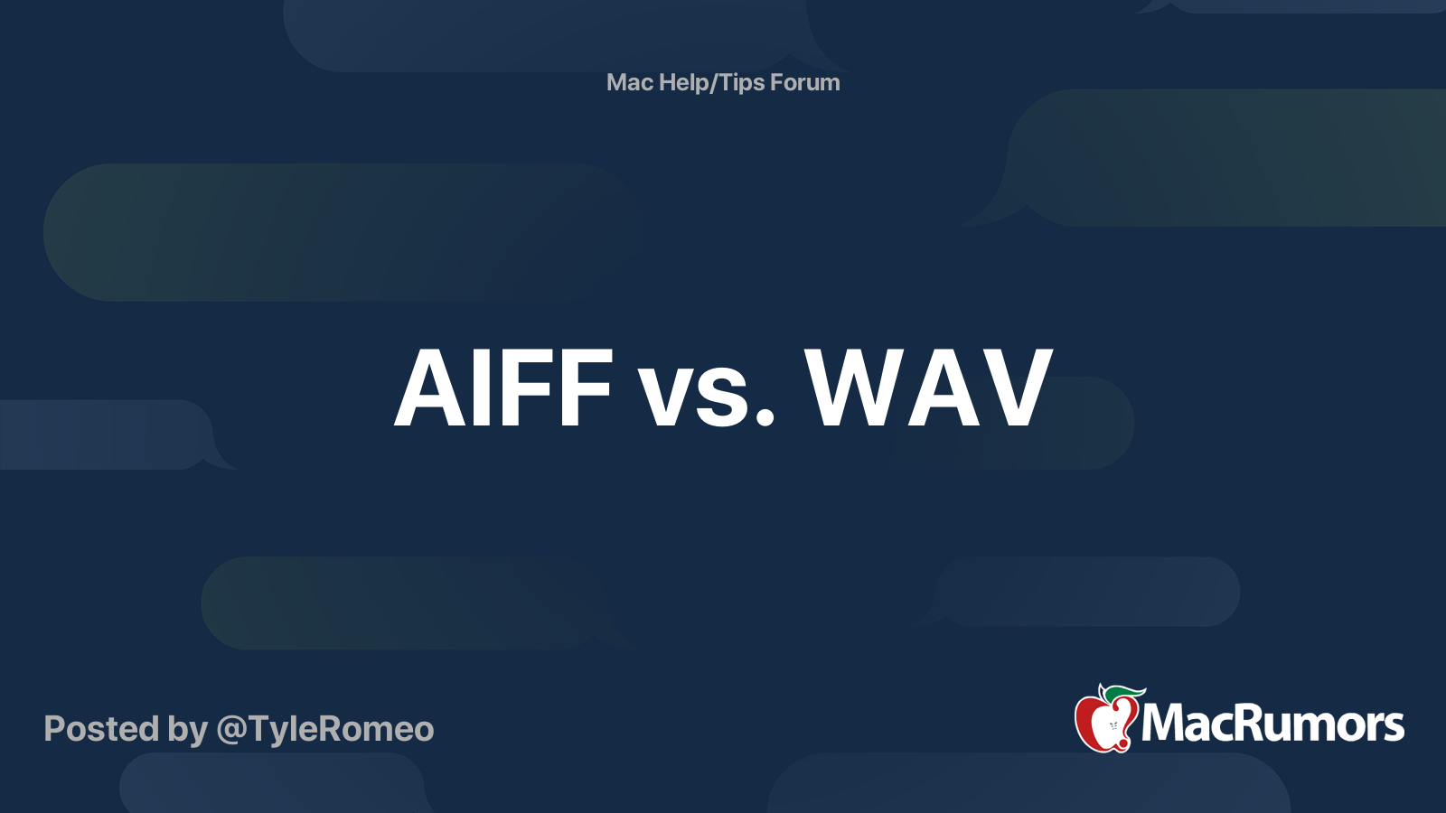 AIFF vs. WAV | MacRumors Forums