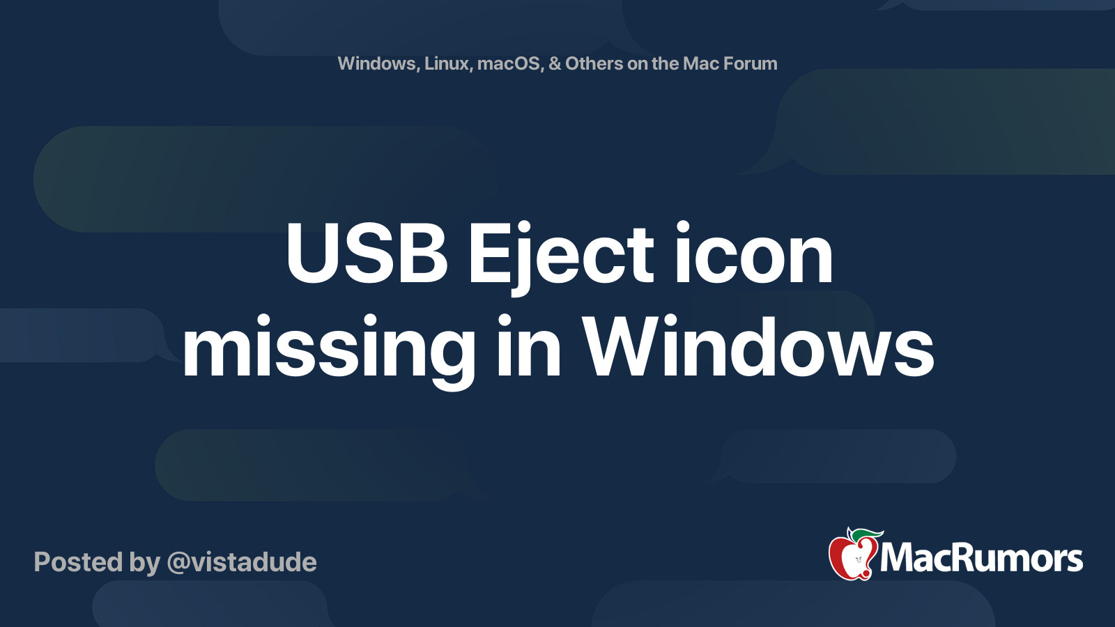 USB Eject icon missing in Windows | MacRumors Forums