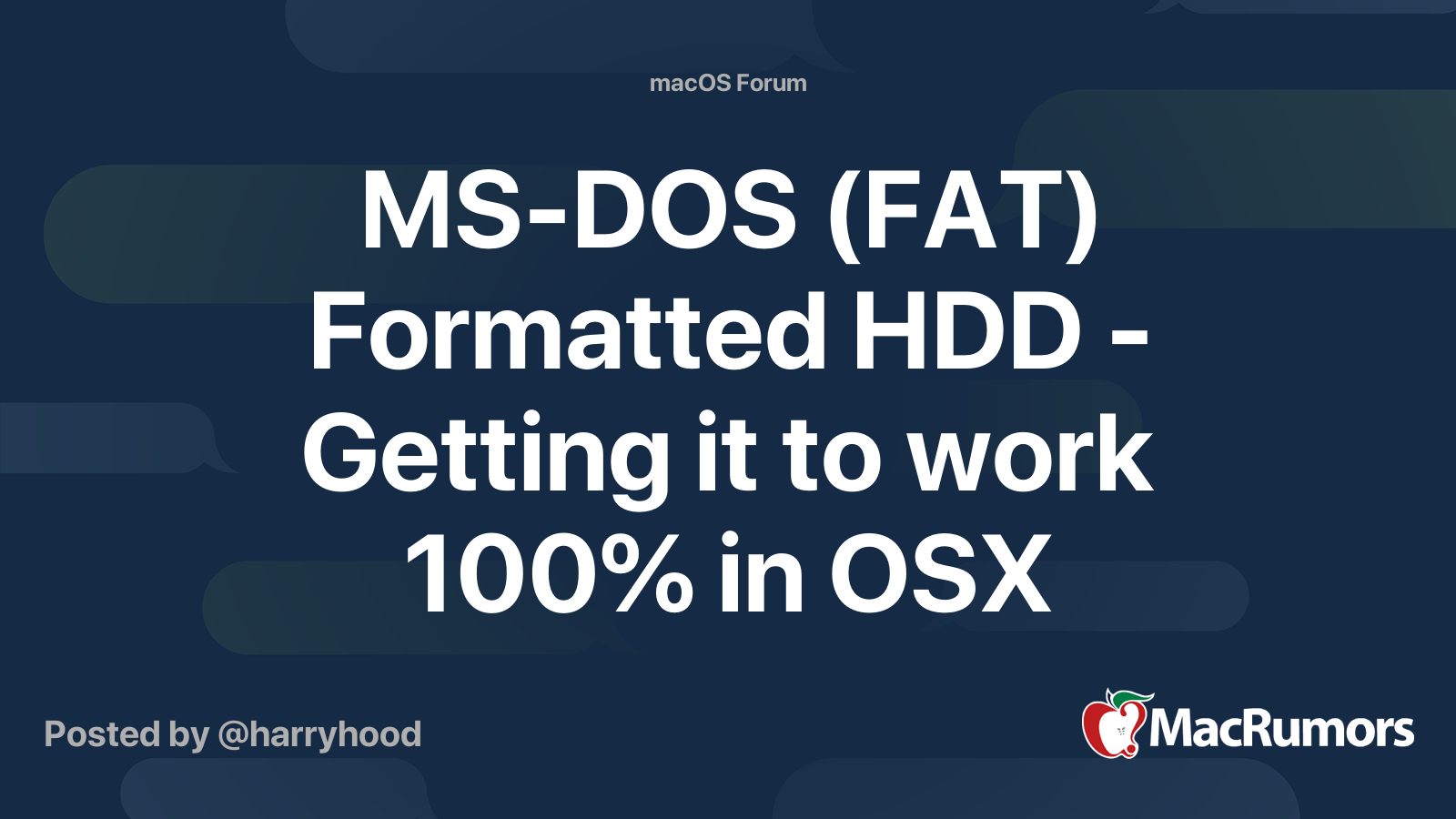 MS-DOS (FAT) Formatted HDD - Getting it to work 100% in OSX | MacRumors ...