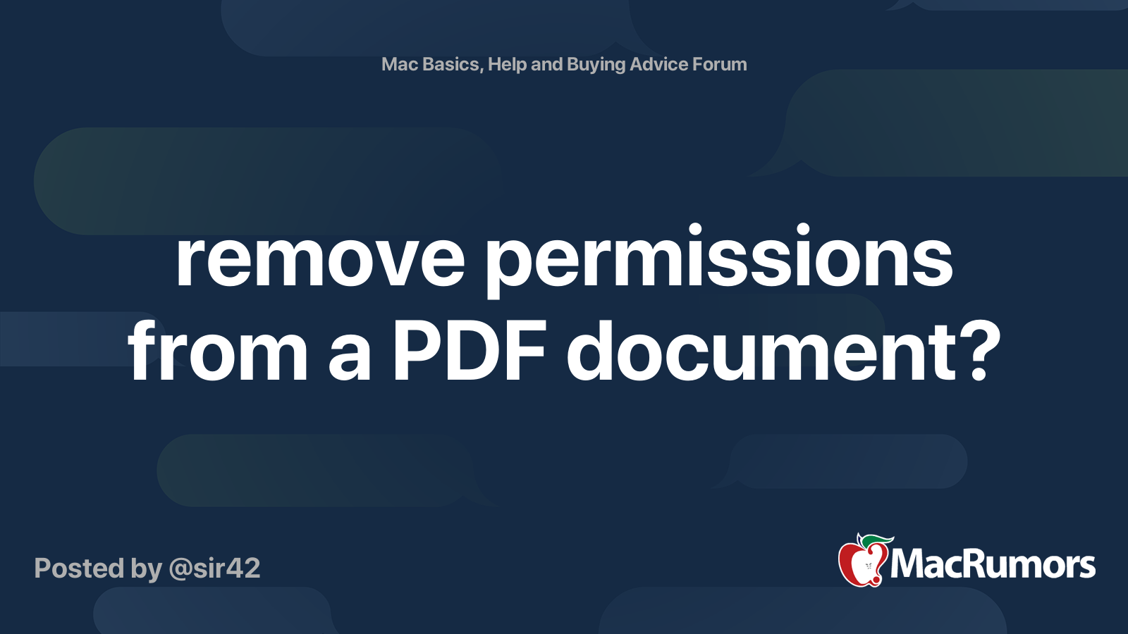 remove permissions from a PDF document? | MacRumors Forums