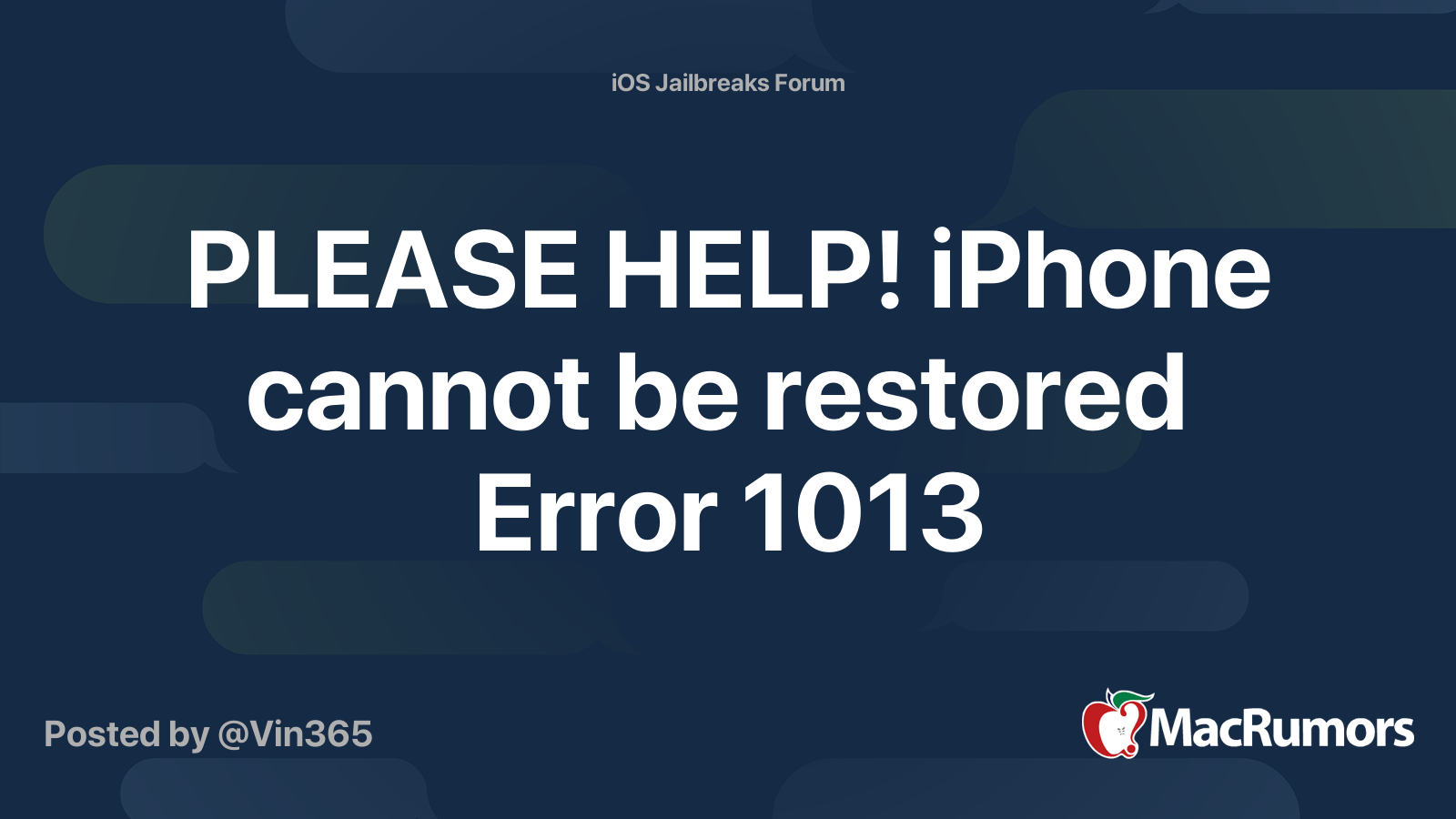 PLEASE HELP! iPhone cannot be restored Error 1013 | MacRumors Forums