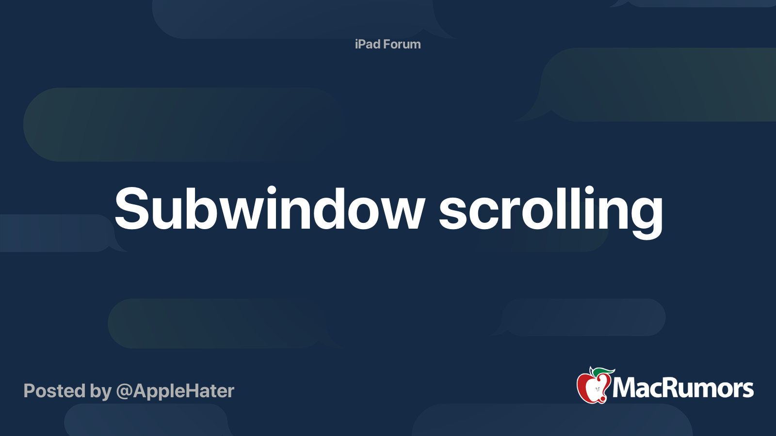 Subwindow scrolling | MacRumors Forums