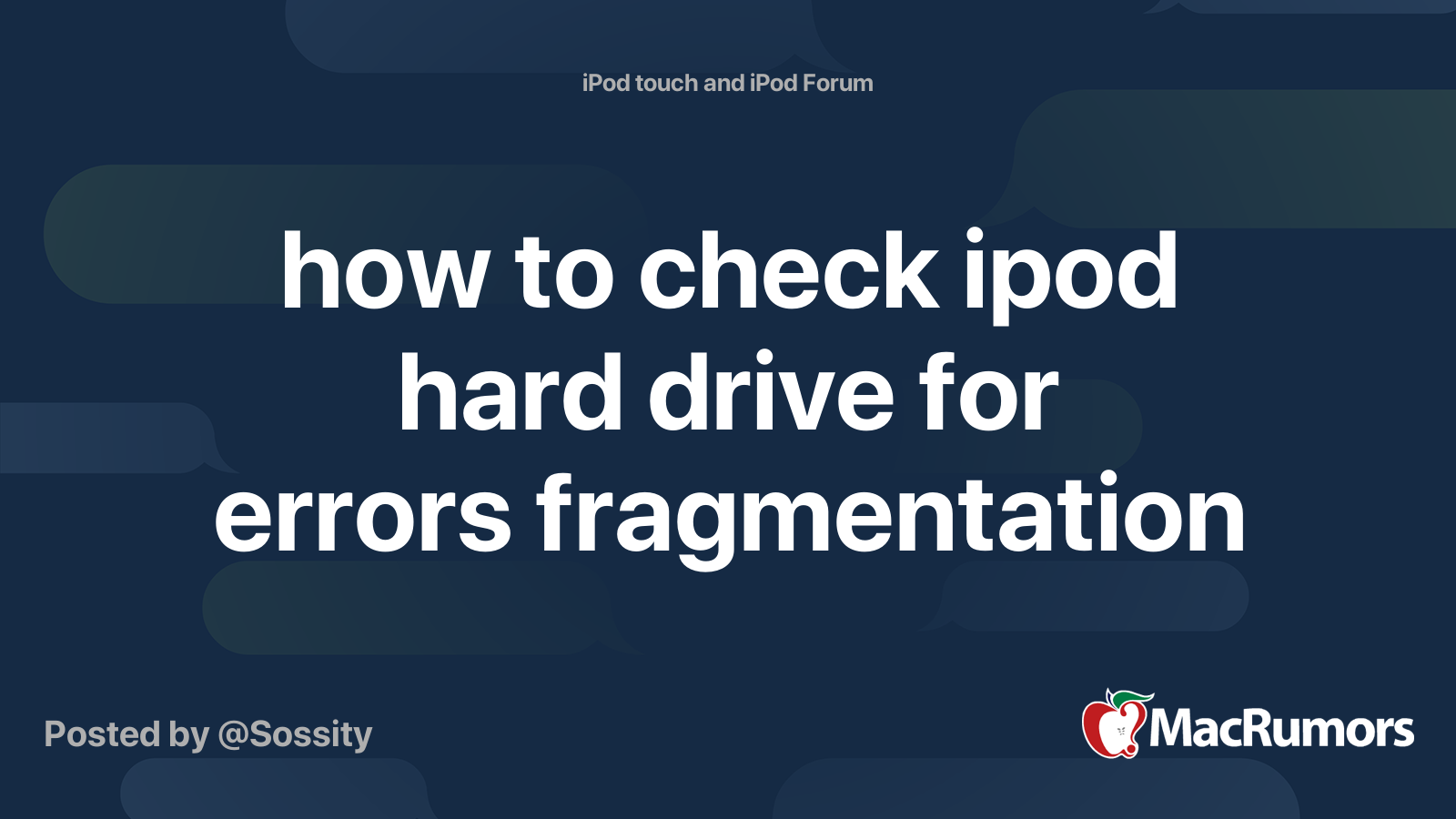 How To Check Ipod Hard Drive For Errors Fragmentation Macrumors Forums 1925