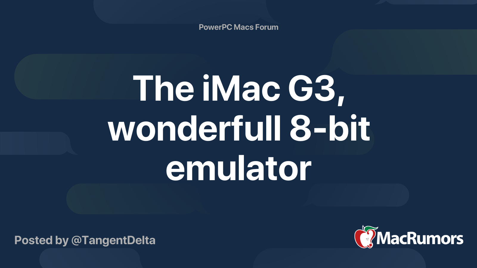 The iMac G3, wonderfull 8-bit emulator | MacRumors Forums