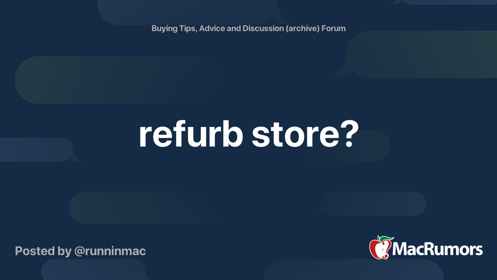 refurb store? | MacRumors Forums