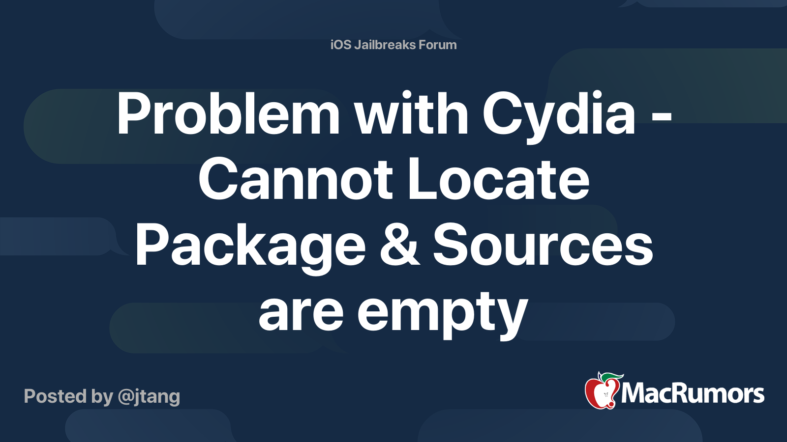Problem with Cydia - Cannot Locate Package & Sources are empty | MacRumors Forums