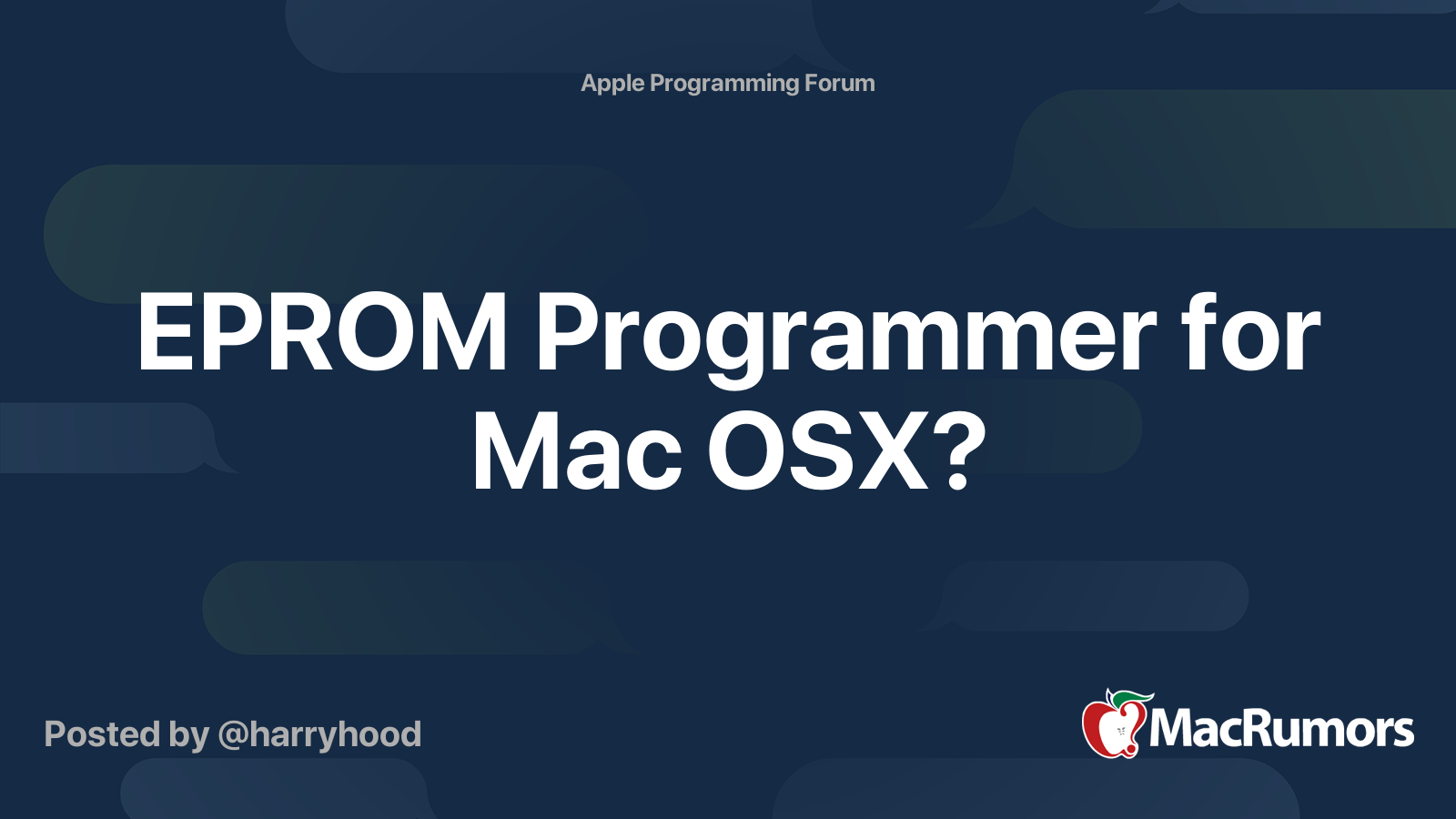 EPROM Programmer for Mac OSX? | MacRumors Forums