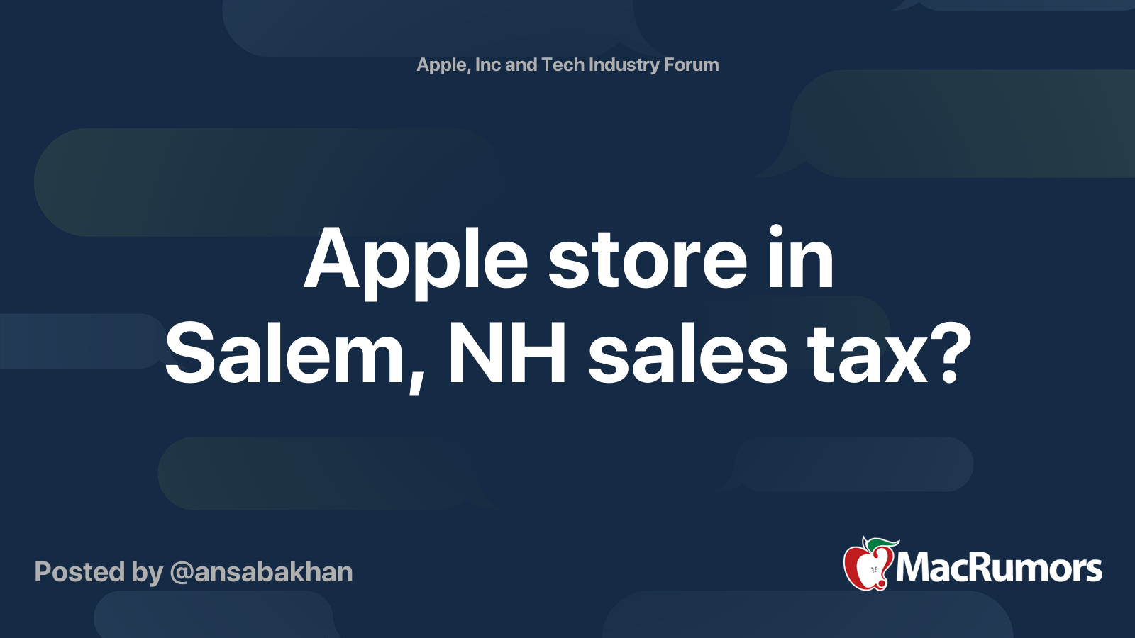 Apple store in Salem, NH sales tax? | MacRumors Forums
