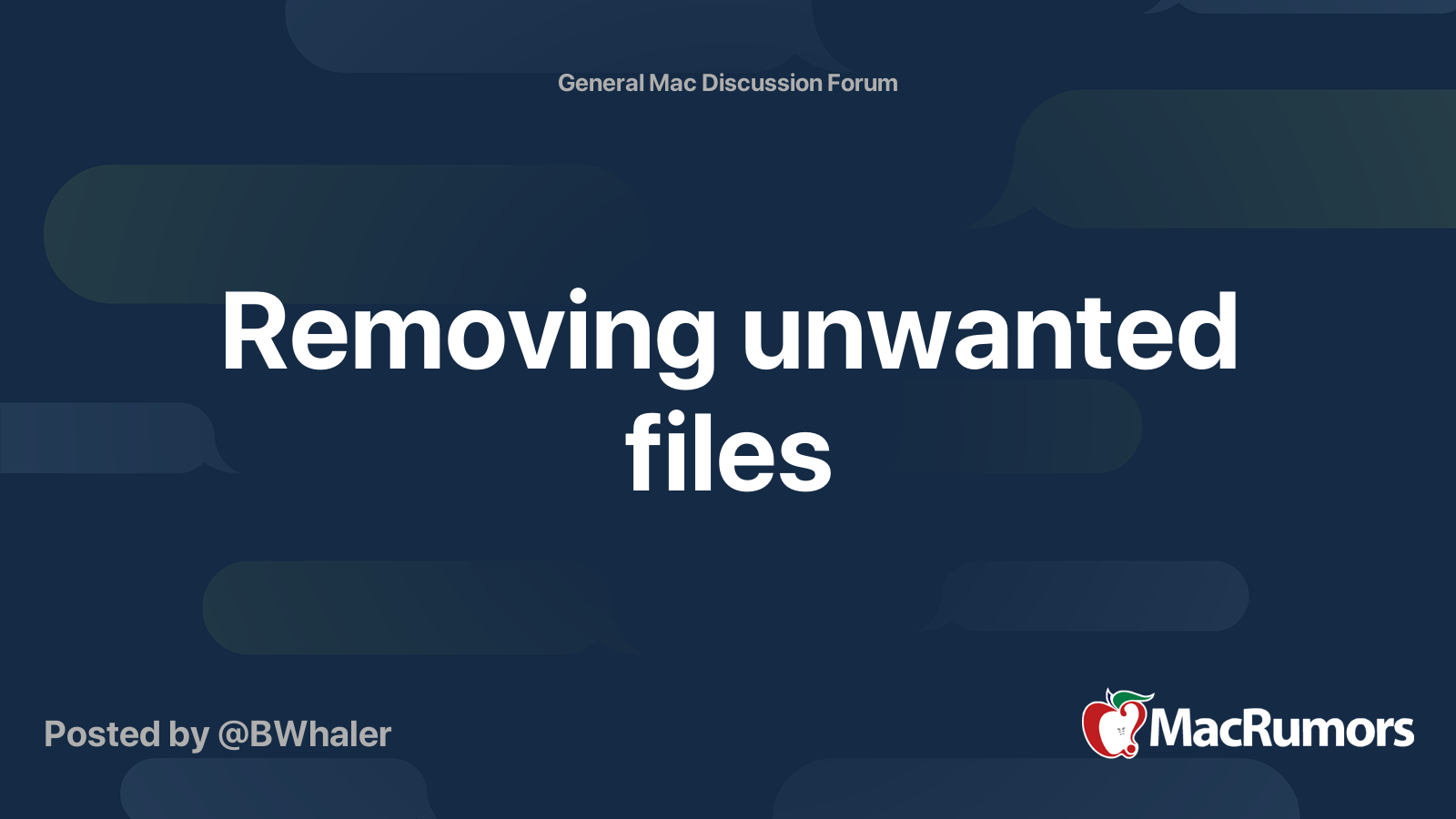 Removing unwanted files | MacRumors Forums