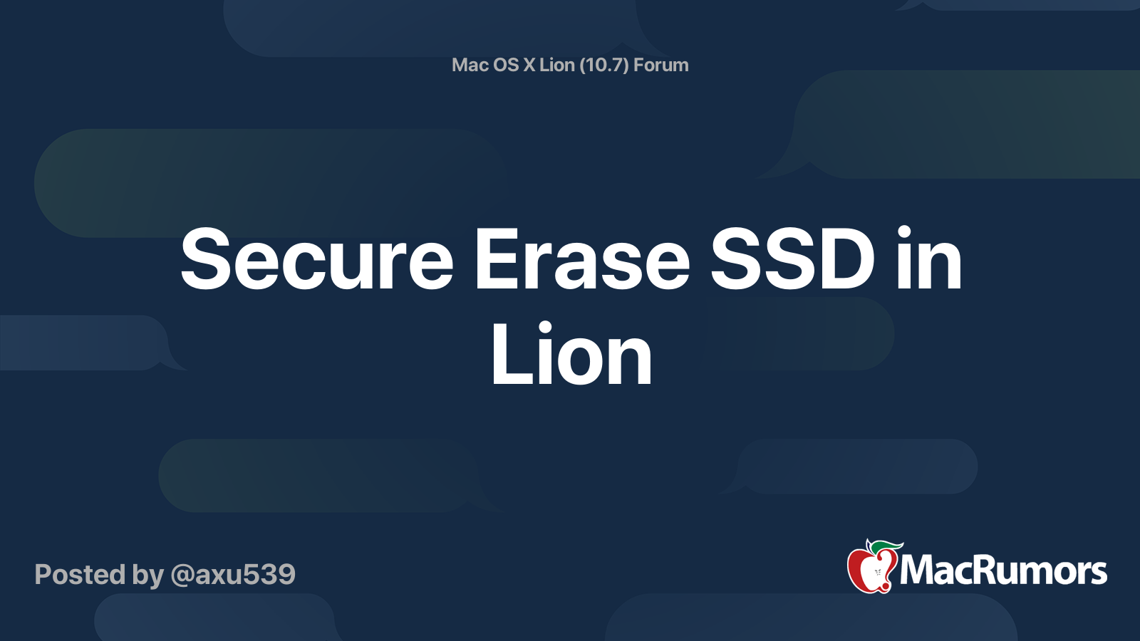 Secure Erase SSD in Lion | MacRumors Forums
