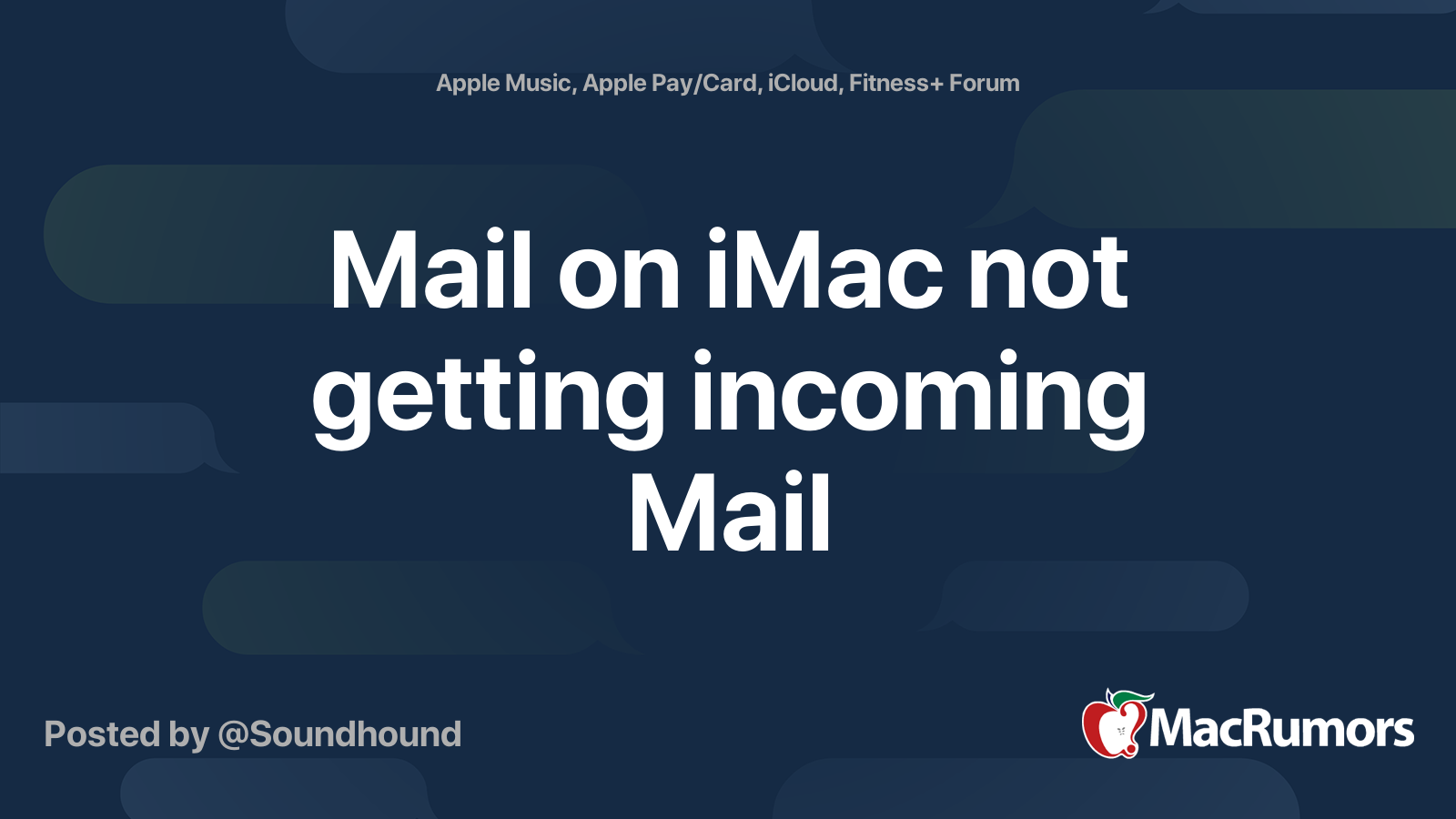 Mail on iMac not getting incoming Mail | MacRumors Forums