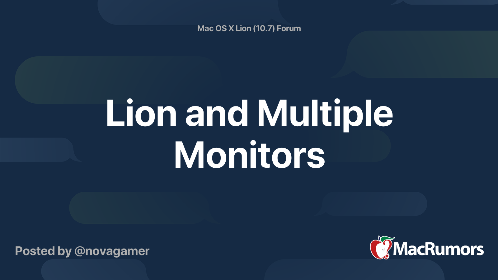 Lion and Multiple Monitors | MacRumors Forums