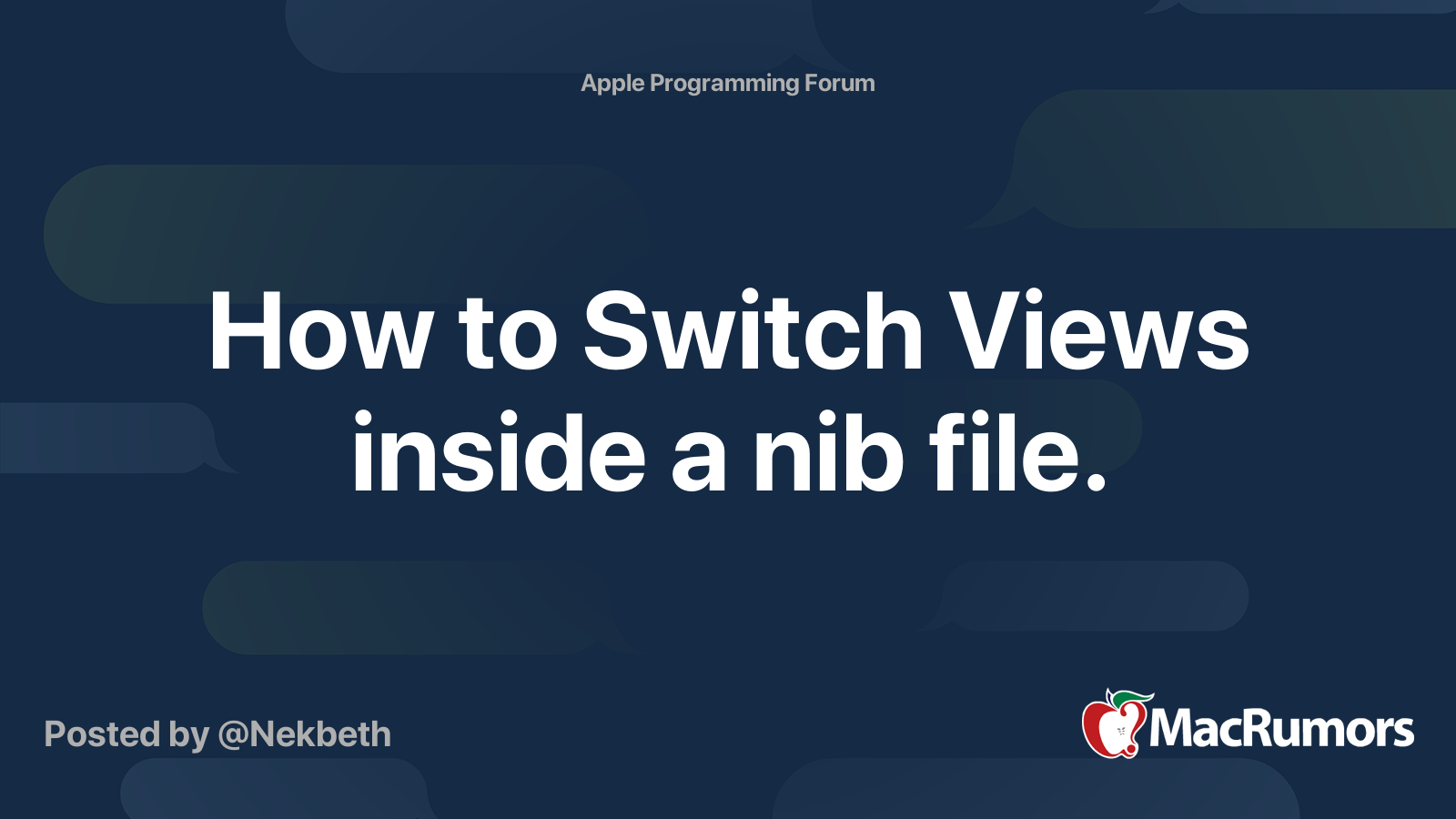 How to Switch Views inside a nib file. | MacRumors Forums