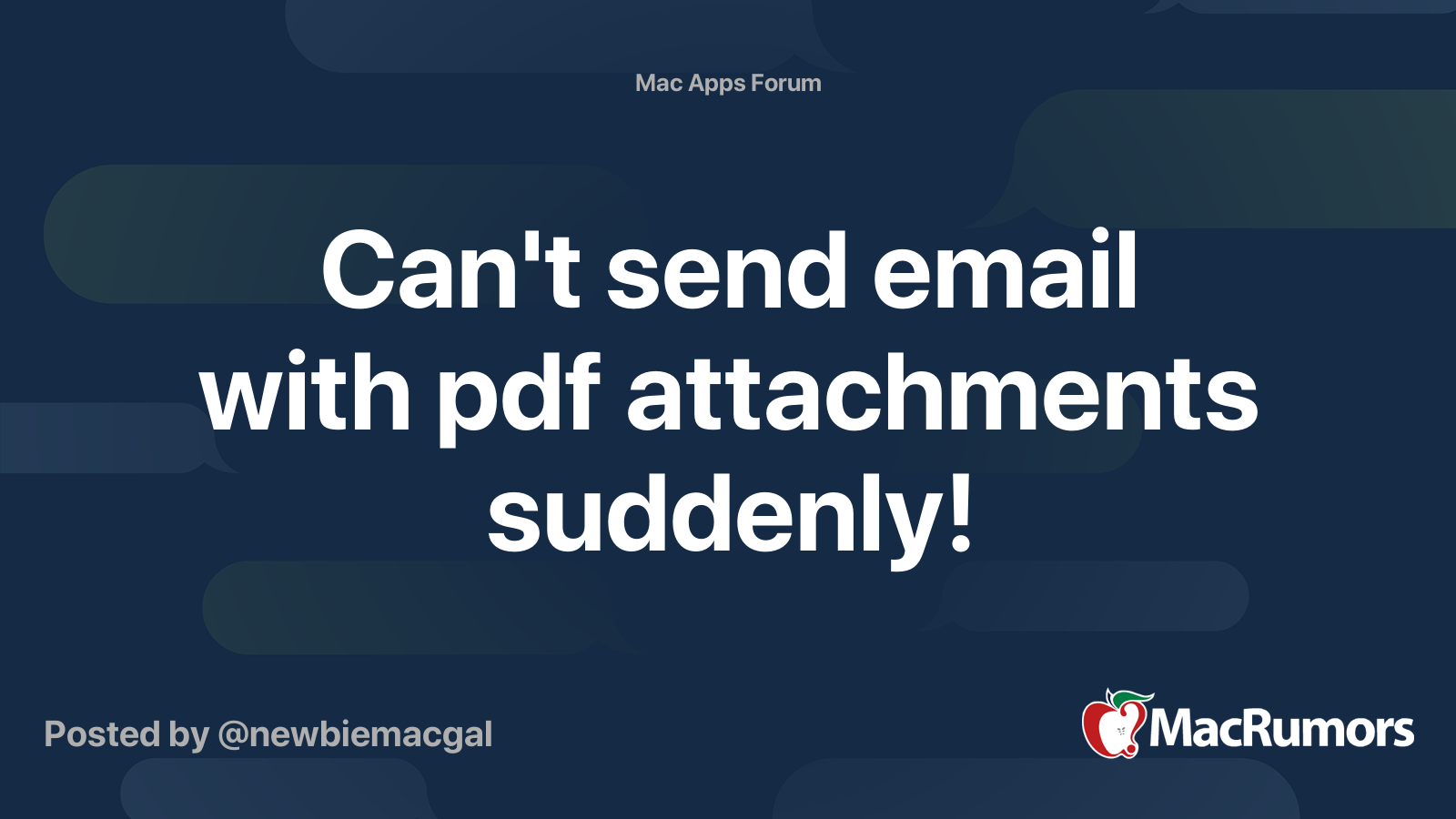 Can't send email with pdf attachments suddenly! | MacRumors Forums