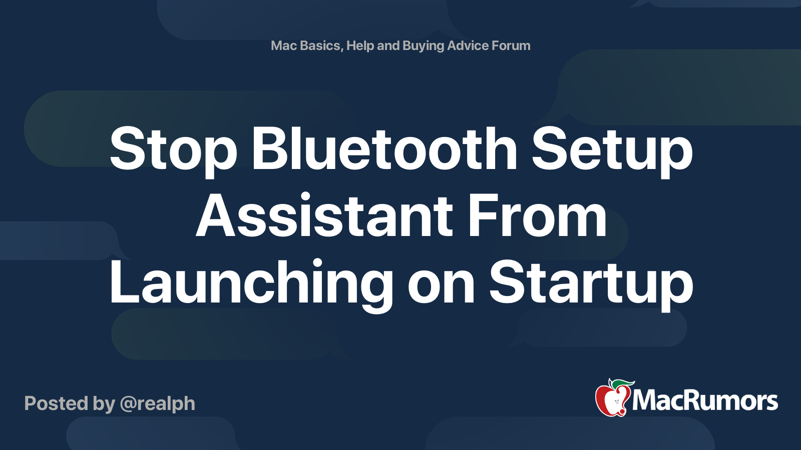 Stop Bluetooth Setup Assistant From Launching on Startup | MacRumors Forums