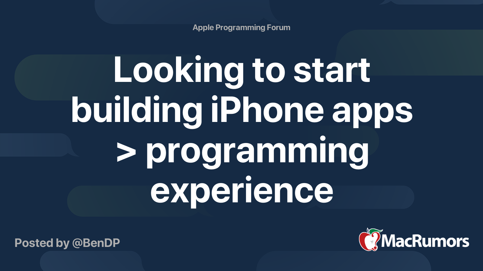 Looking to start building iPhone apps > programming experience | MacRumors Forums