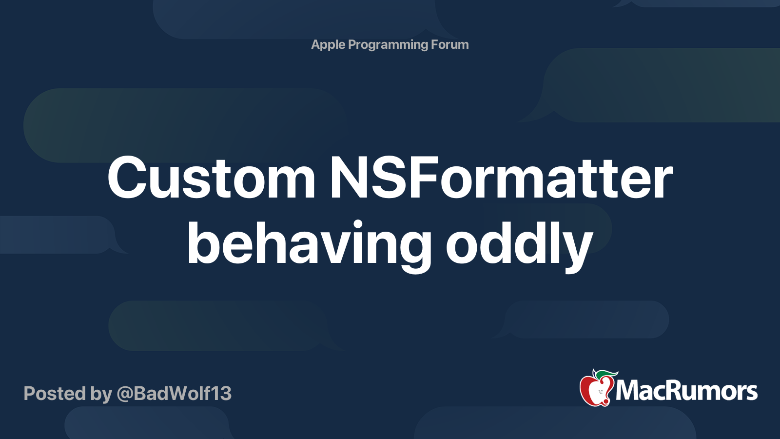 Custom NSFormatter behaving oddly | MacRumors Forums