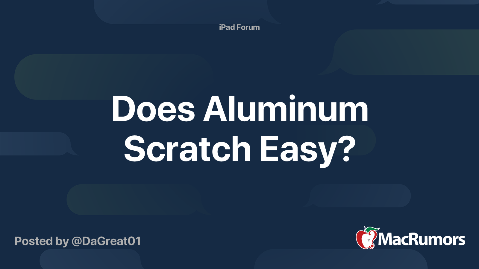 Does Aluminum Scratch Easy? | MacRumors Forums