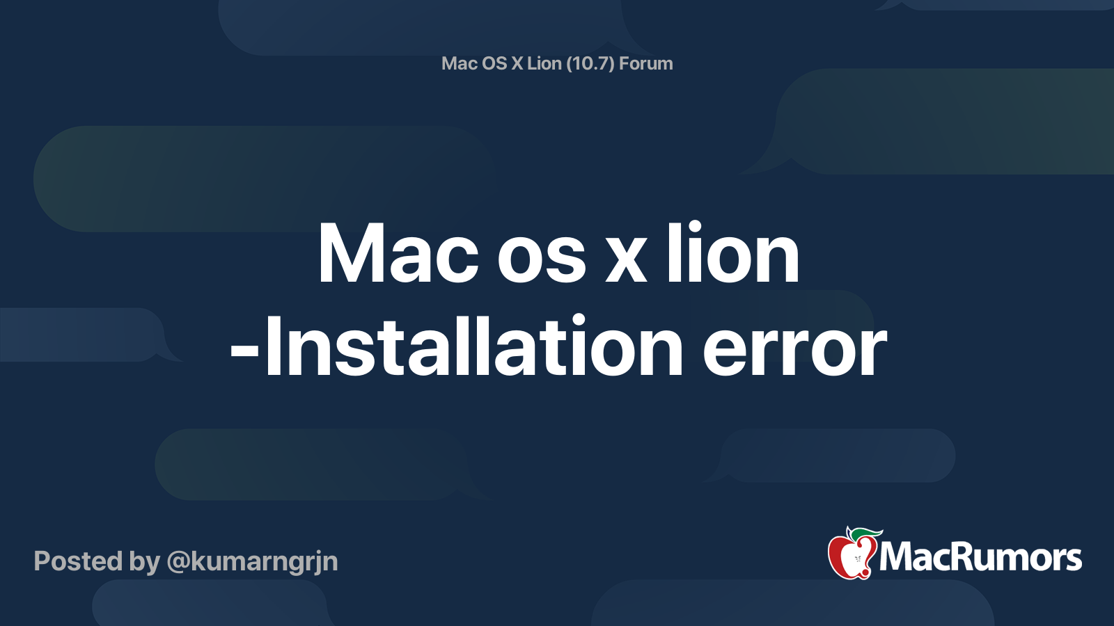 Mac os x lion -Installation error | MacRumors Forums