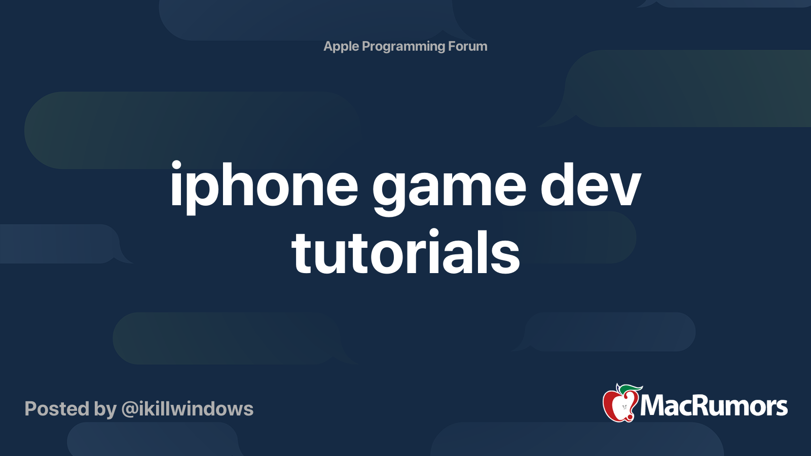 iphone game dev tutorials | MacRumors Forums