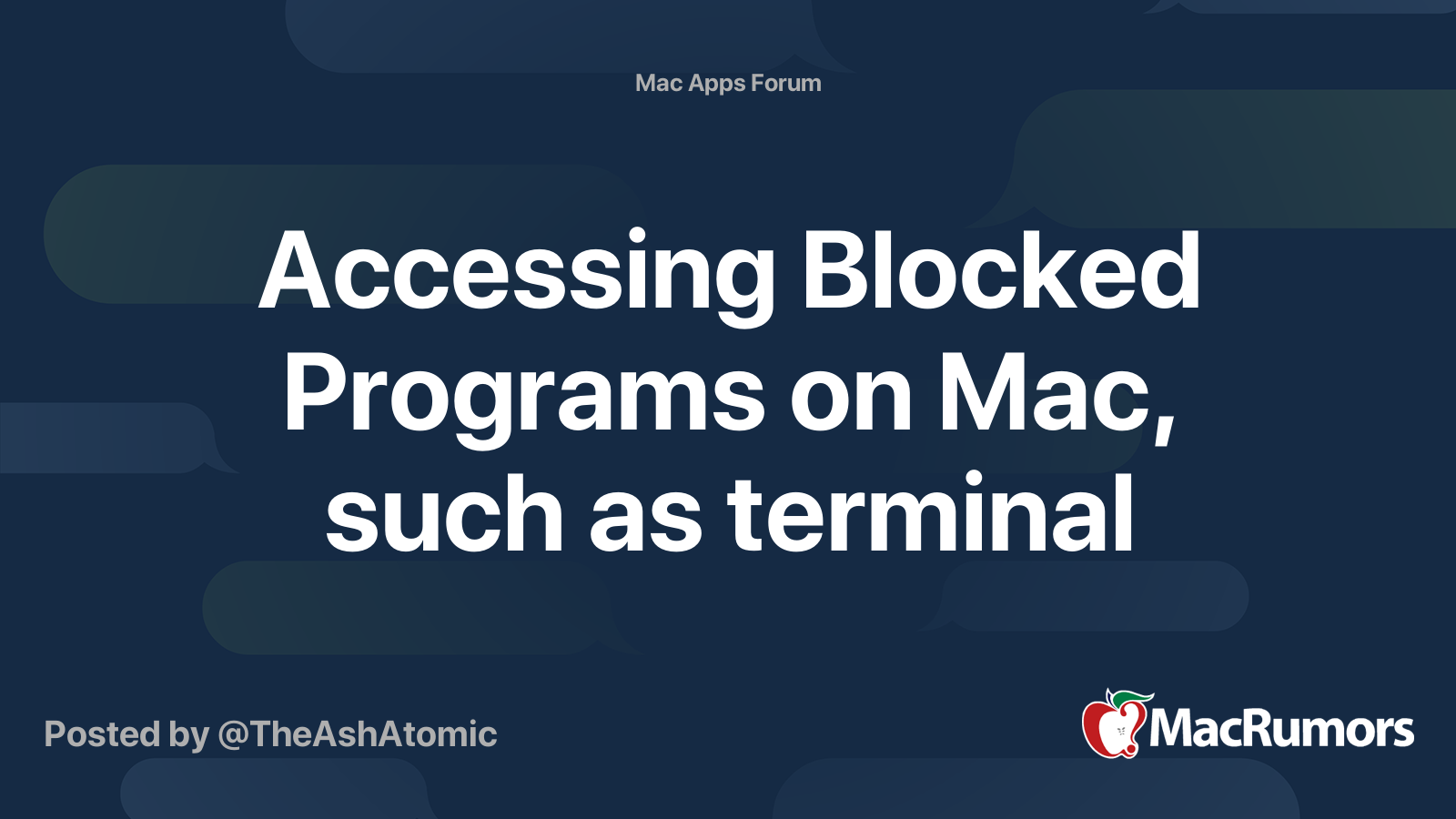 Accessing Blocked Programs on Mac, such as terminal | MacRumors Forums