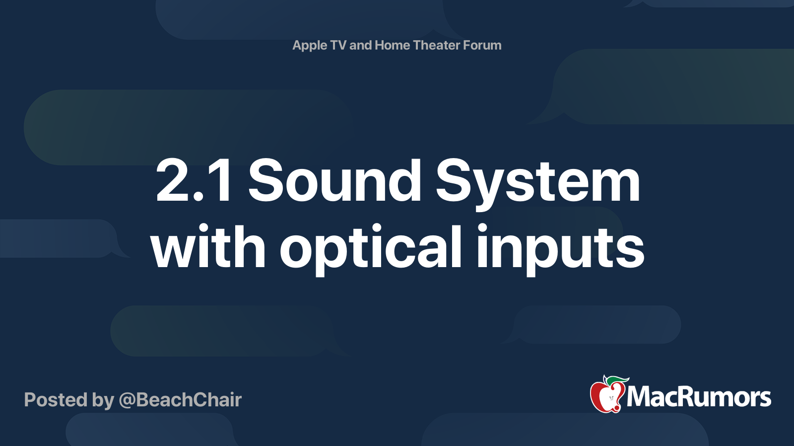 2.1 Sound System with optical inputs | MacRumors Forums