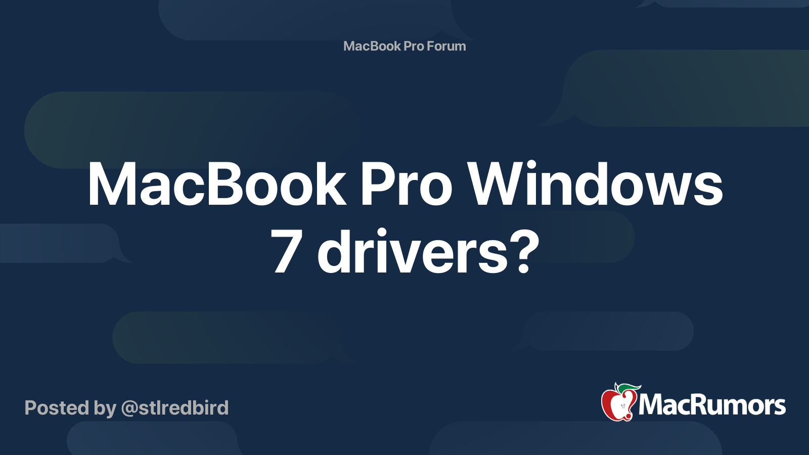 MacBook Pro Windows 7 drivers? | MacRumors Forums